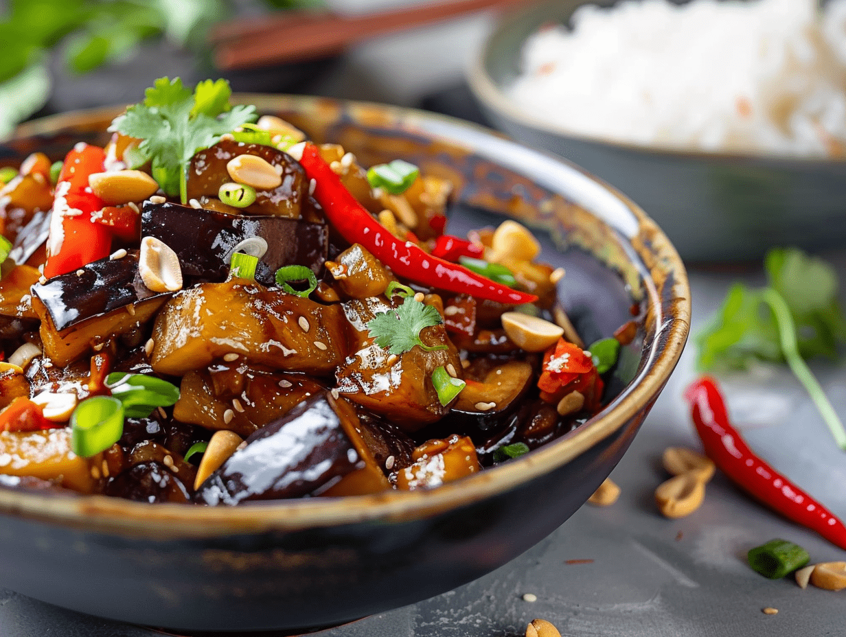 Kung Pao Aubergine bringt die perfekte Mischung